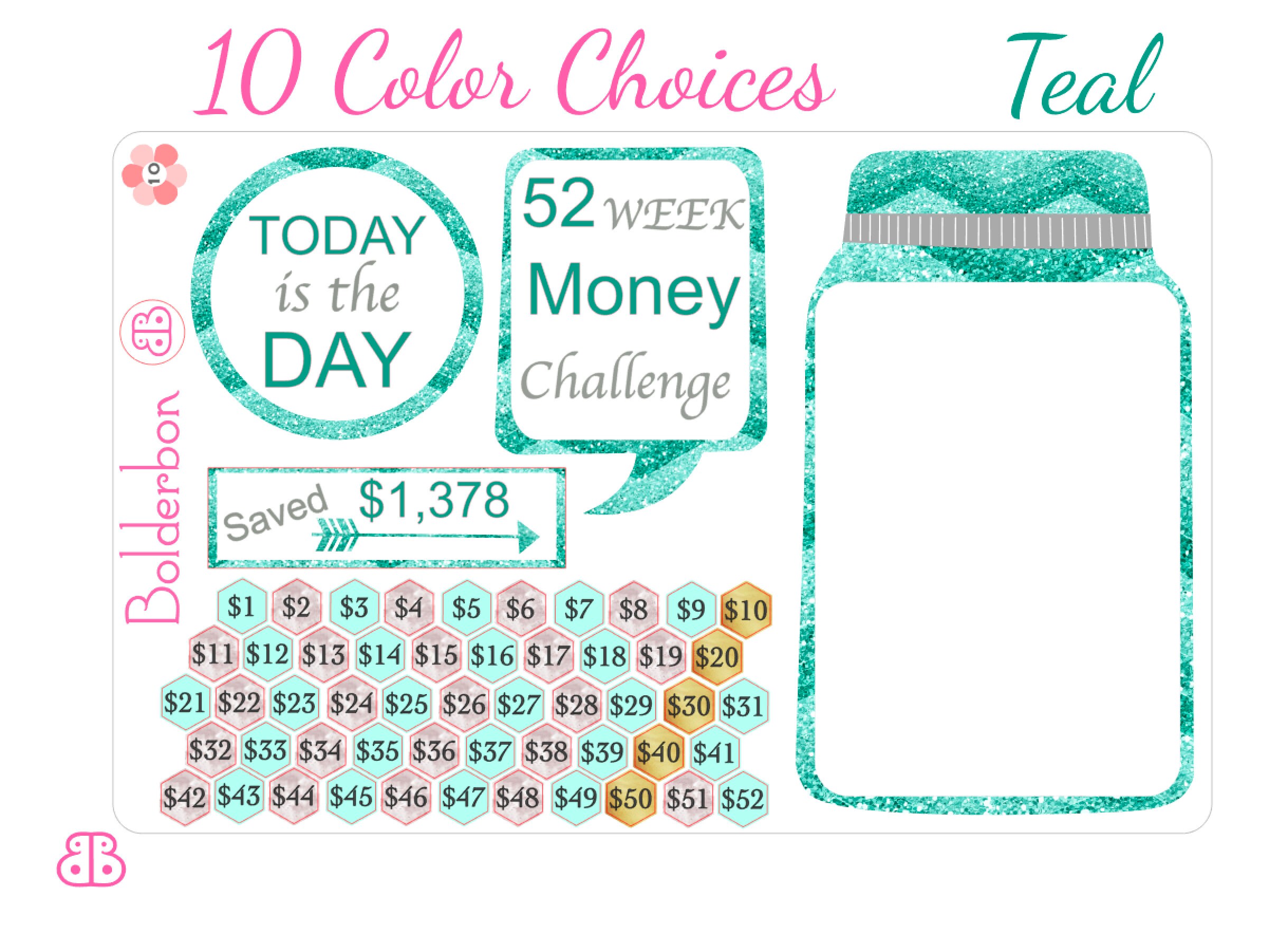 52 Week Money Challenge Planner Stickers Saving Fund | Etsy
