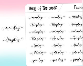 Days of the Week Script Stickers/printable Planner - Etsy