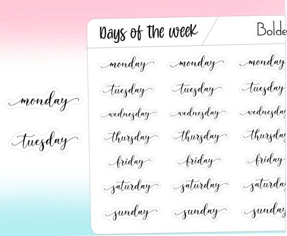 Work Script bullet journal stickers calendar stickers Planner stickers ...