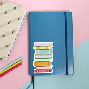 BOOK STACK STICKER Reading, Book Lover Gift, Bookish, Journal Sticker ...