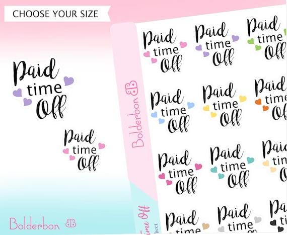 Paid Time Off Planner Stickers PTO Vacation Day Off No | Etsy