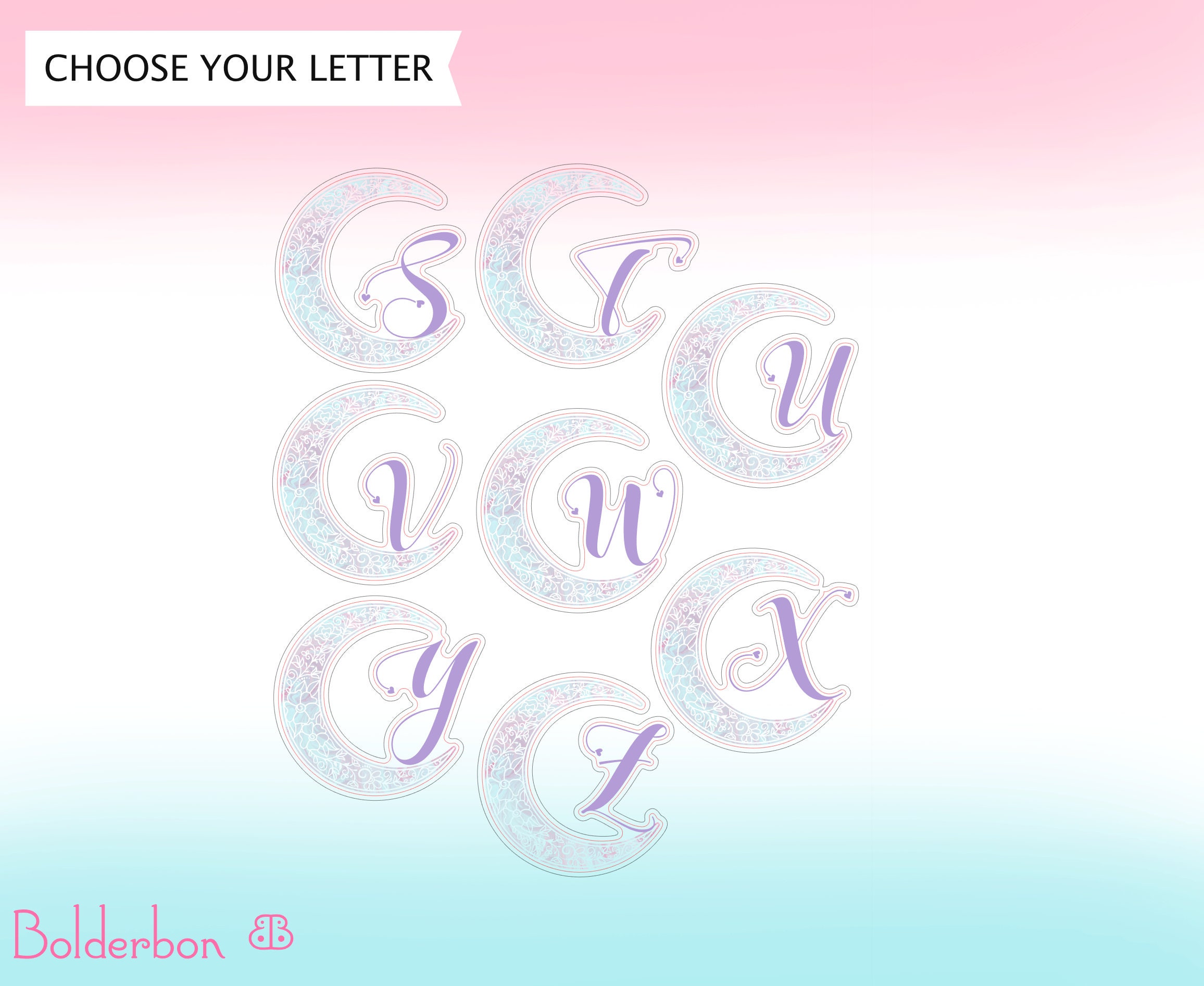 Moon Monogram Letter Sticker Decal Vinyl - Etsy