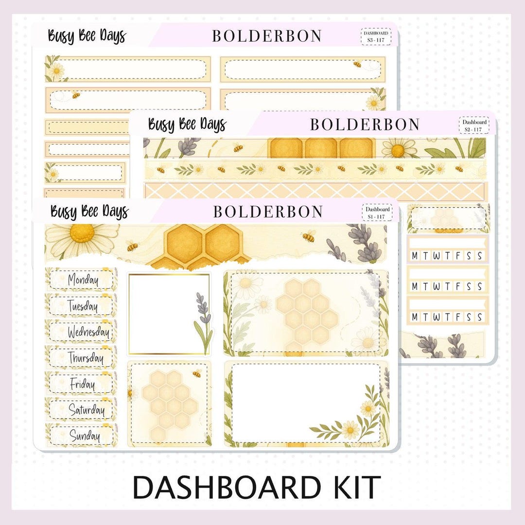 Busy Bee Days 7x9 Dashboard • Erin Condren Sticker Kit • Florals & Cozy ...