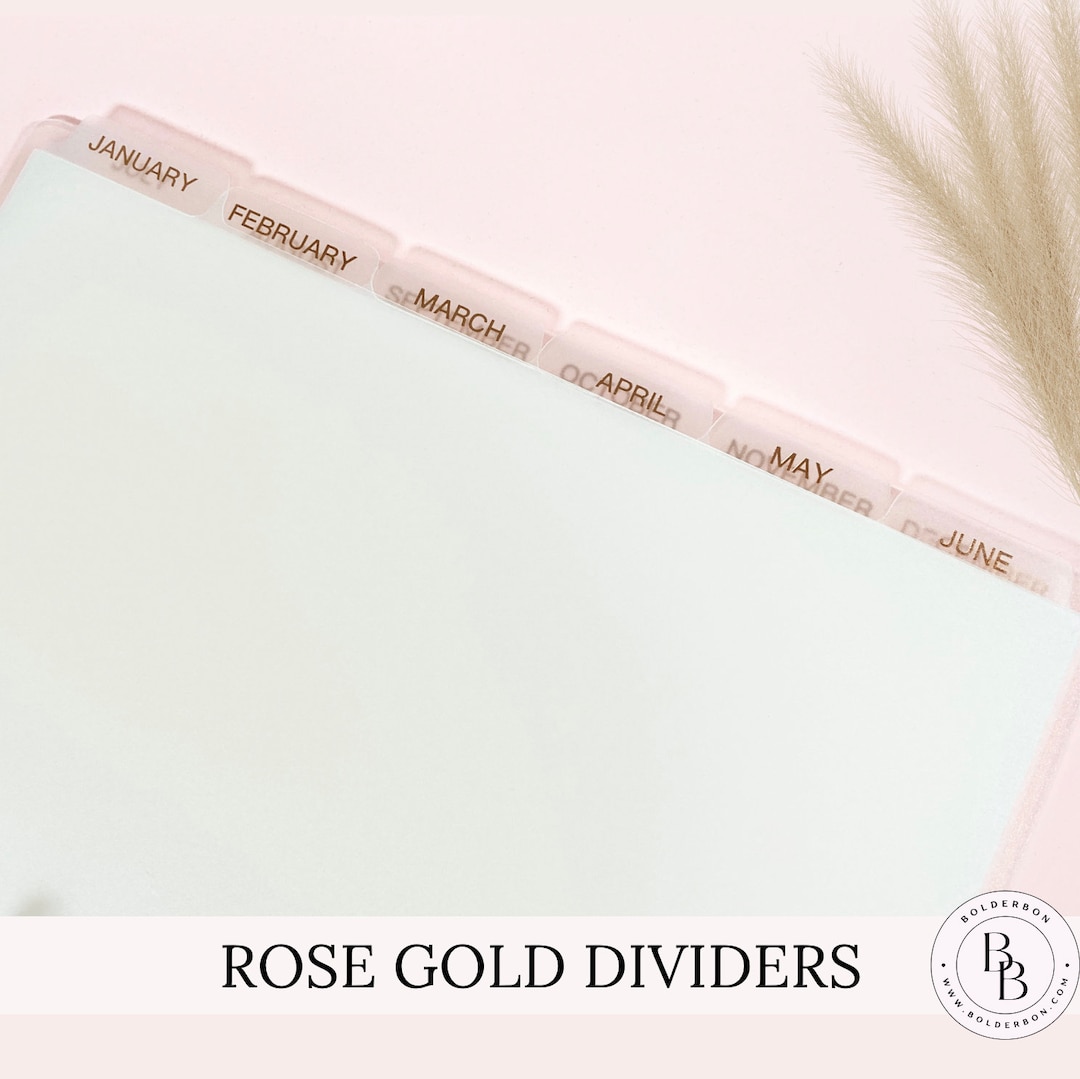 HALF LETTER DISC Dividers || 12 Monthly Side Tabs, Rose Gold Foil, 8 ...