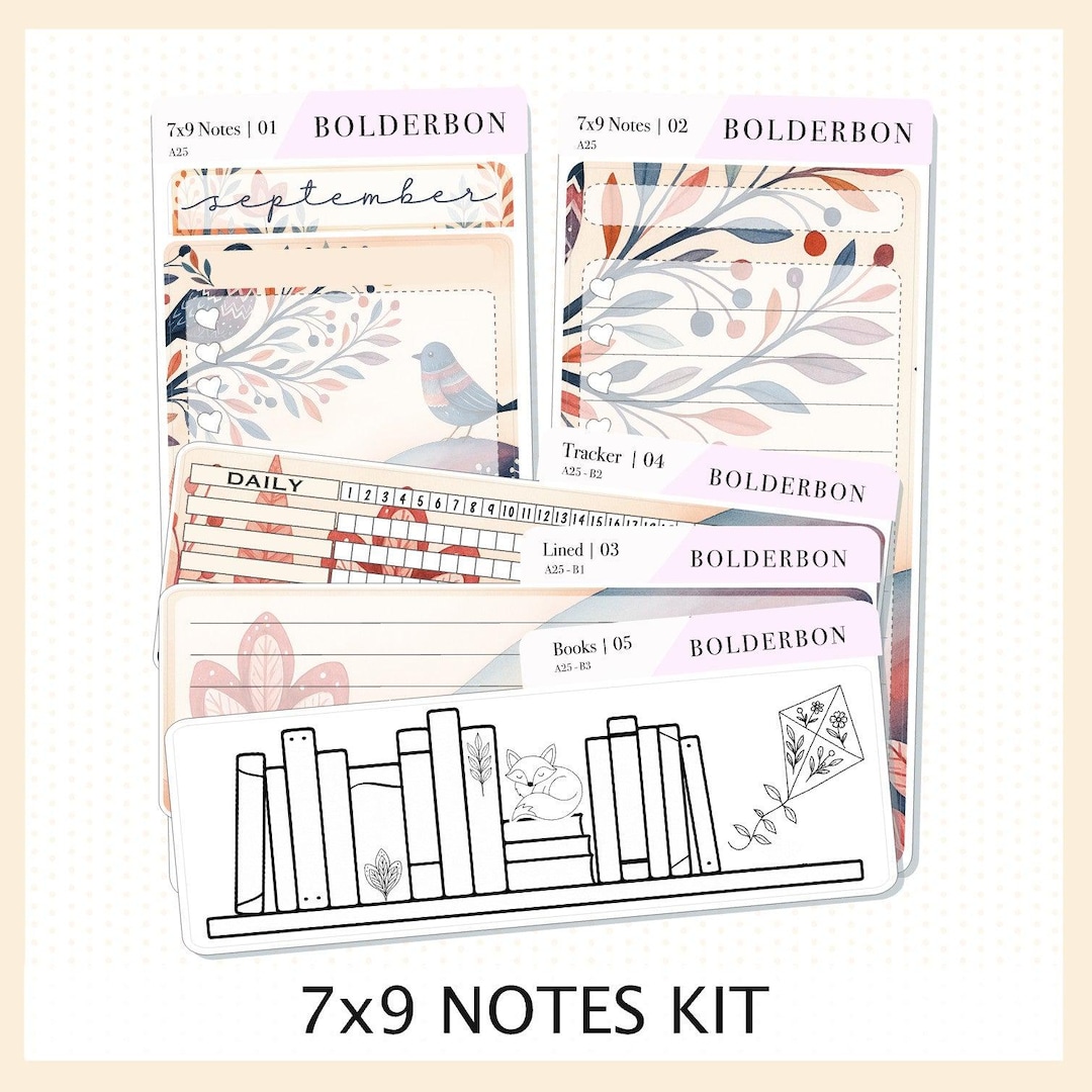 September 7x9 Notes Kit • Erin Condren Notes Page • Book Tracker - Etsy
