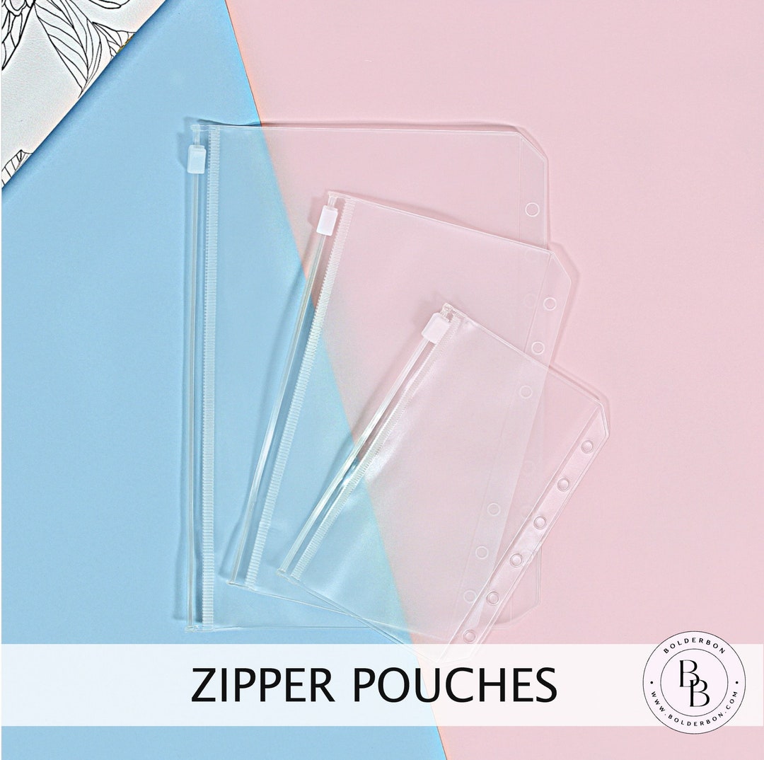 Planner Zipper Pouch | A5, Personal Size, Pocket, Frost, Clear Sleeve ...