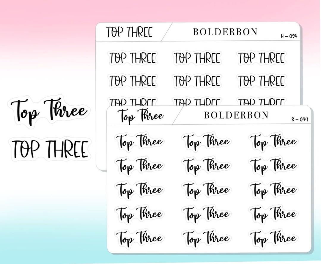 TOP THREE Script Handwritten Stickers || Functional Planner Stickers ...