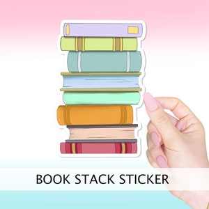 BOOK STACK STICKER Reading, Book Lover Gift, Bookish, Journal Sticker ...
