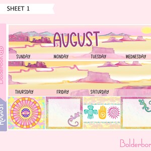 AUGUST Monthly Sticker Kit Hand Drawn Month Planner Stickers - Etsy