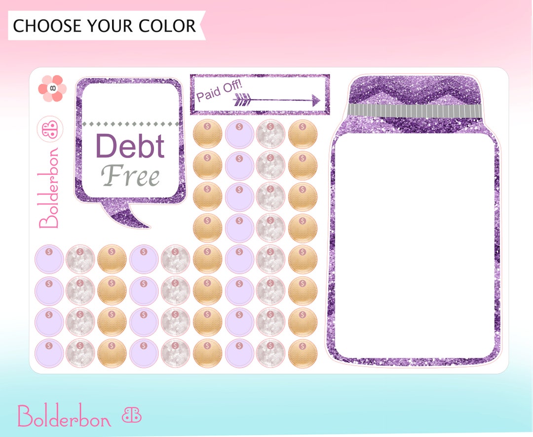 DEBT FREE TRACKER || Cute Mason Jar Planner Stickers for Saving, Paid ...