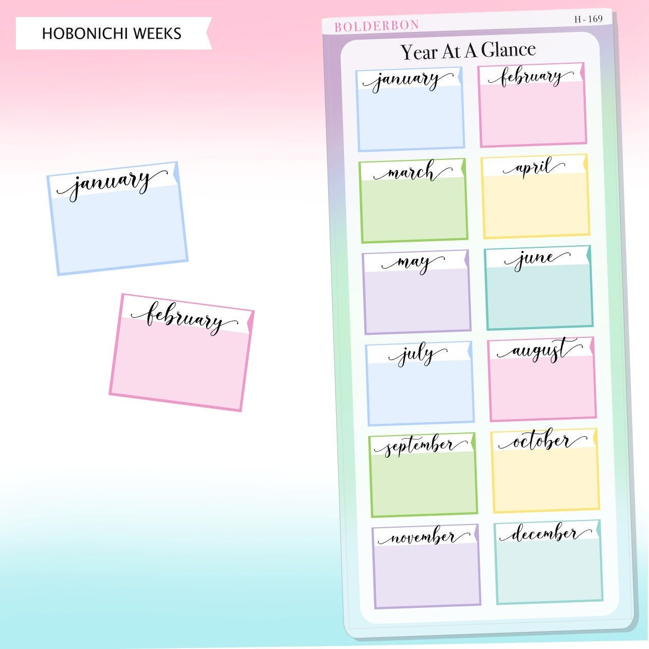 Year at A Glance • Hobonichi Weeks • Full Page Sticker • Planner ...