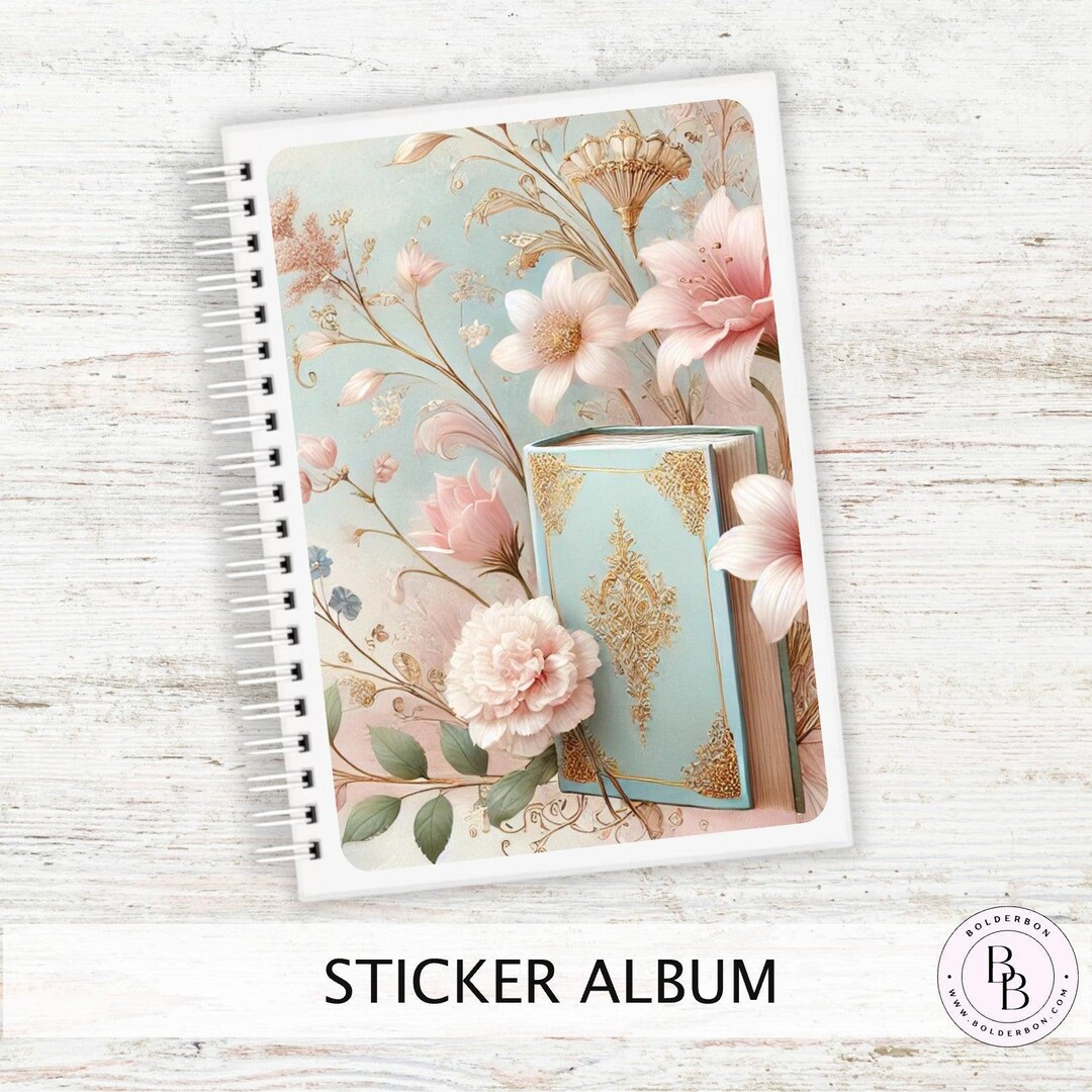 FLORAL BOOK Reusable Sticker Album || 5x7 Coil Bound Sticker Book ...