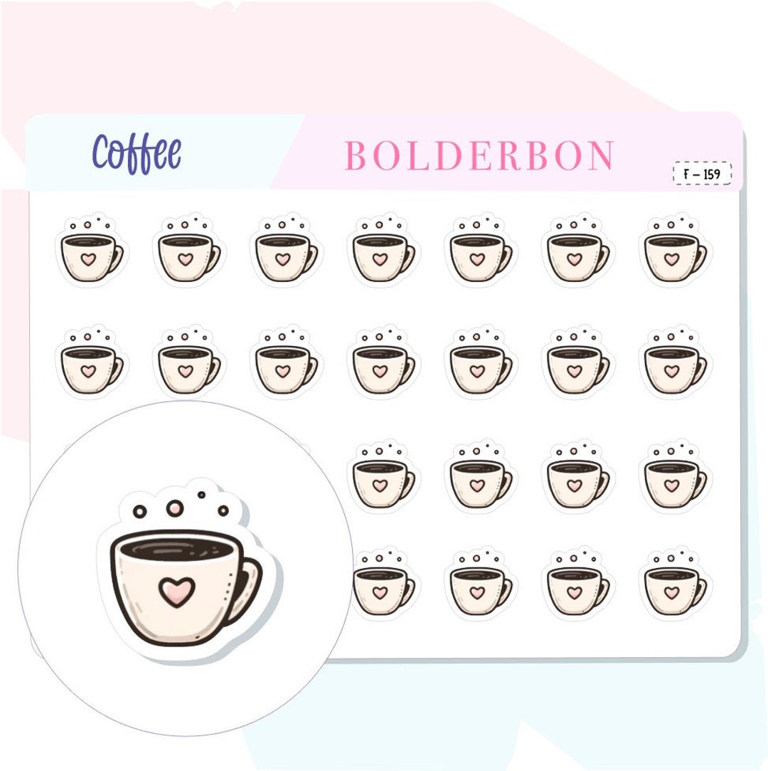 COFFEE Icon Stickers || Planner Stickers, Latte, Mocha, Tea, Cappuccino ...