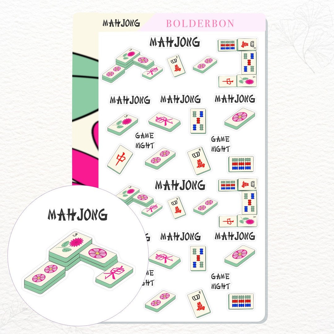 Mahjong Cute Stickers, Planner, Game Night, Mahjongg, Play, Sticker Set ...