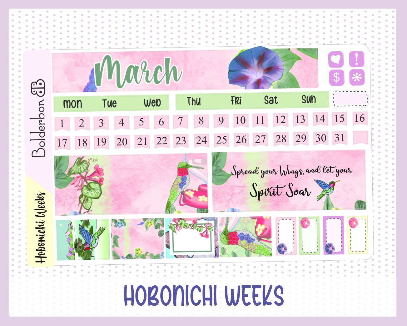 Paper & Party Supplies March Stickers Monthly Planner Kit Spring ...