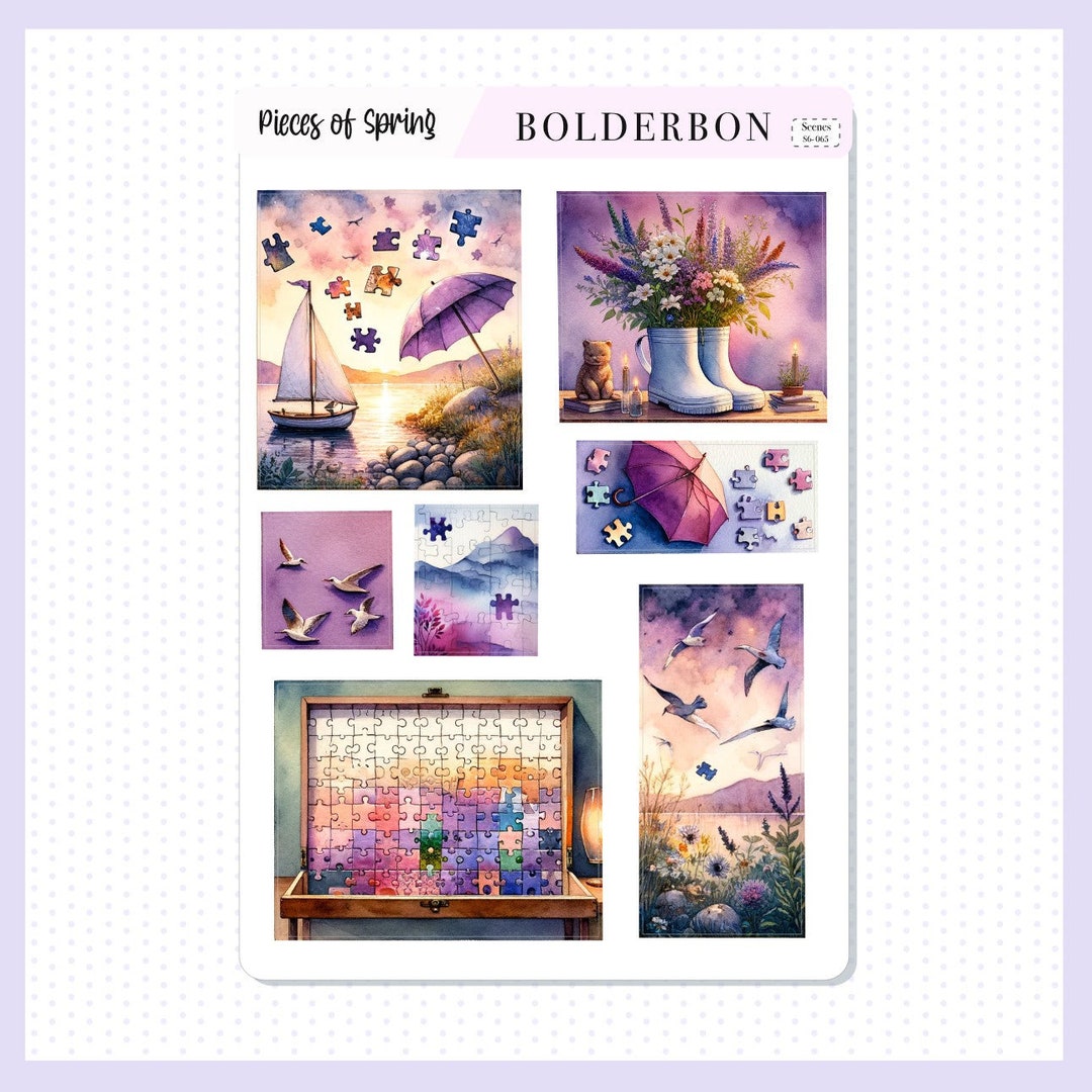 Decorative Scene Journal Stickers "pieces of Spring" || Purple Spring ...