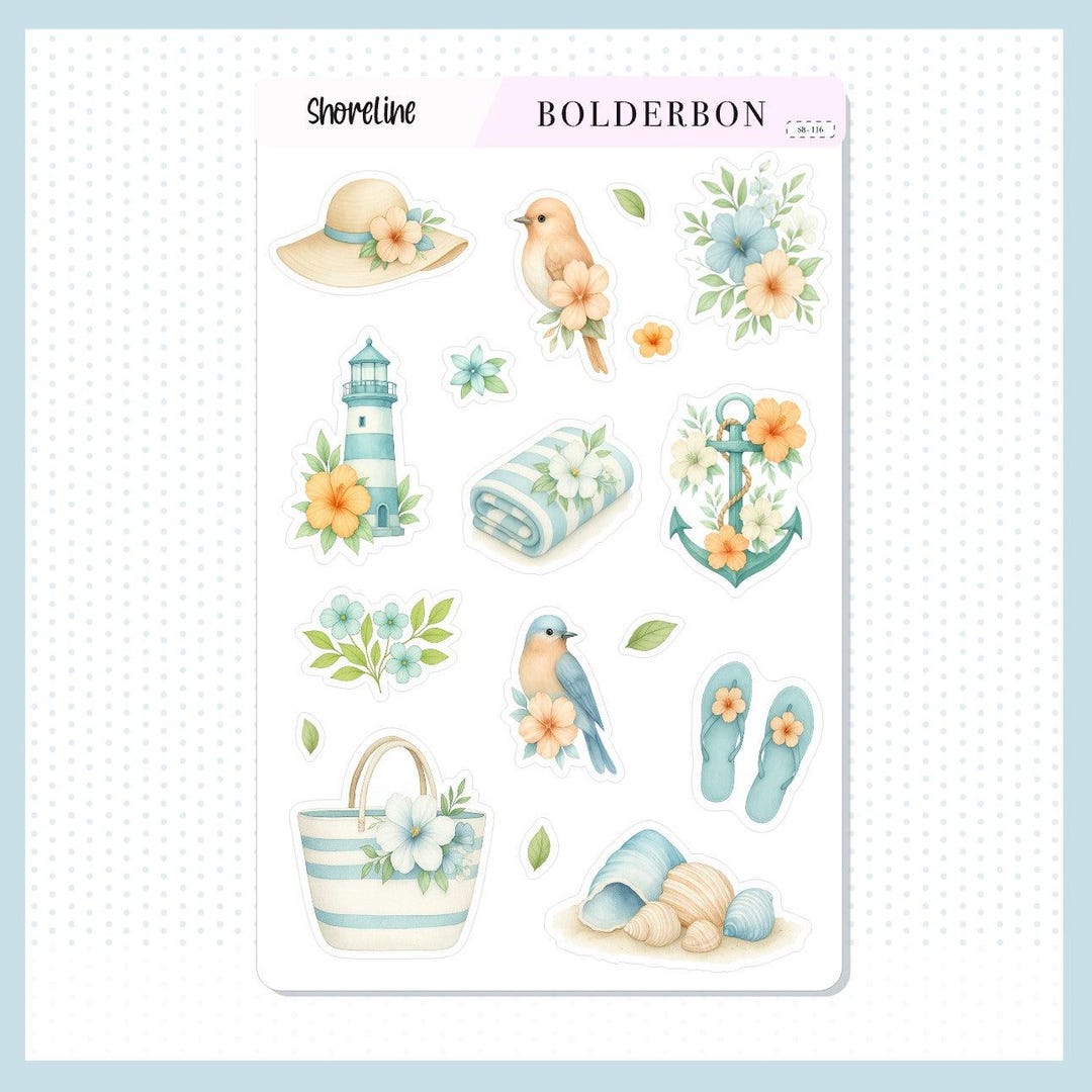 SHORELINE Decorative Sticker Sheet || Shoreline Theme, Aesthetic ...