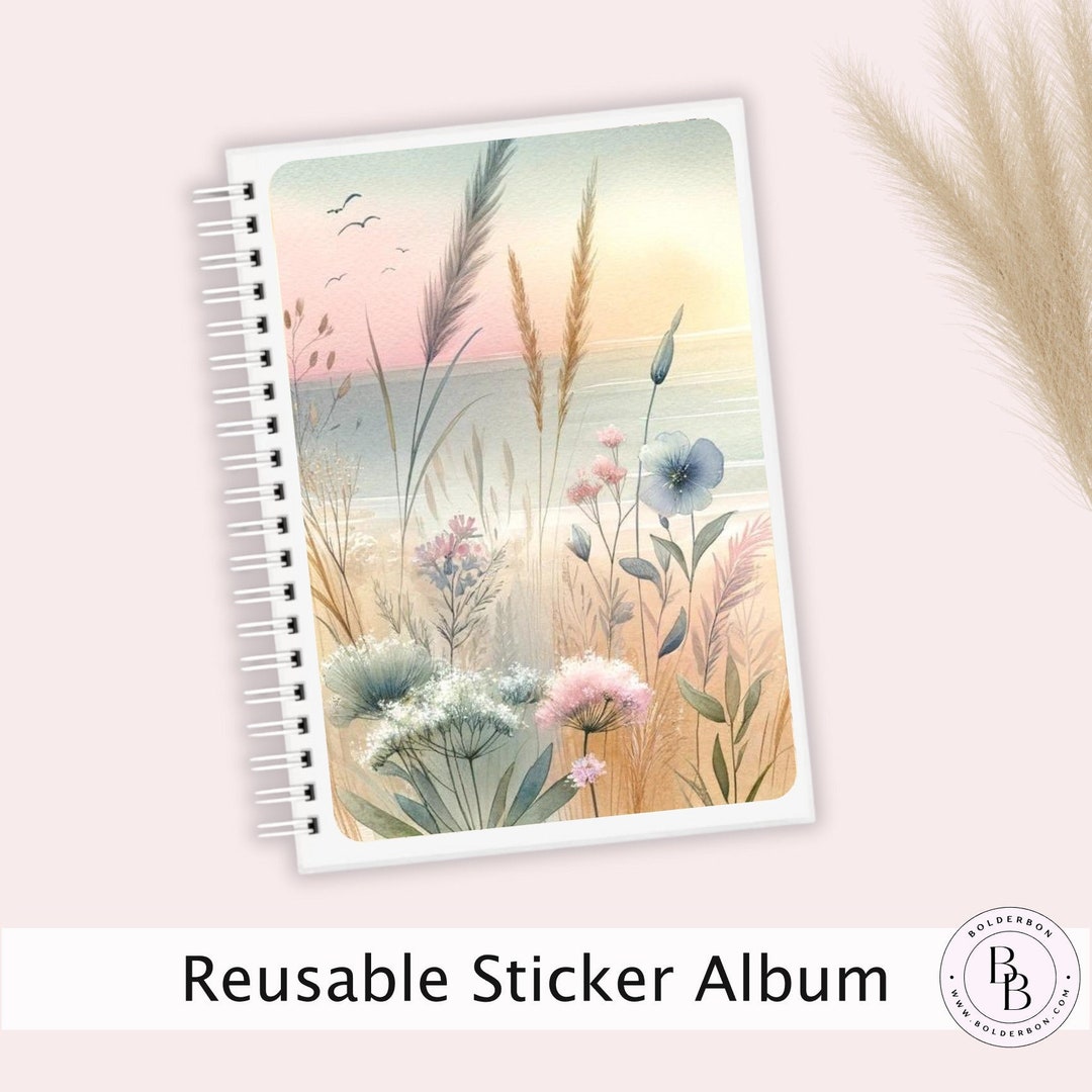 COASTAL WHISPERS Reusable Sticker Album 5x7 Reusable Coil Sticker Book ...