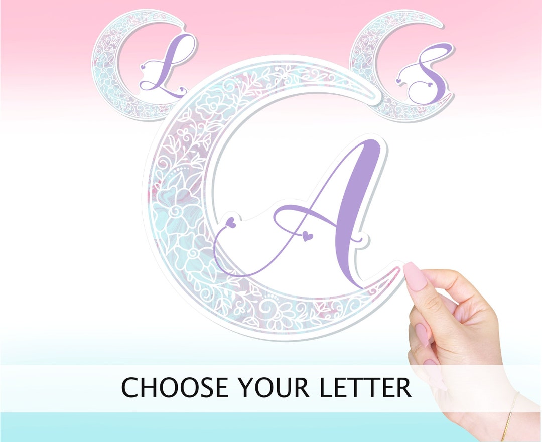 FLORAL MOON MONOGRAM || Vinyl Sticker, Decal, Laptop, Planner Sticker ...