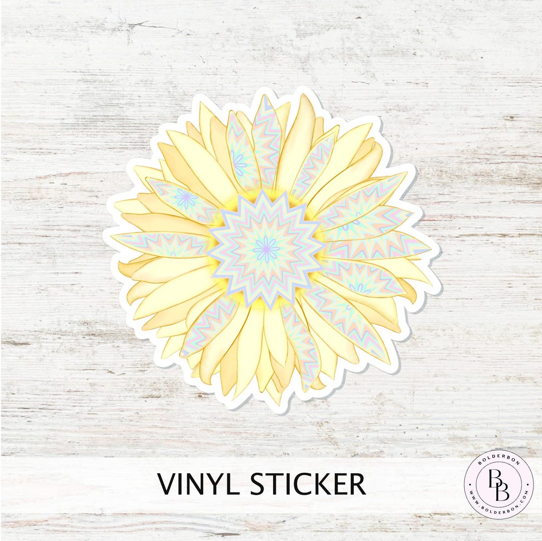 Golden Sunburst Vinyl Sticker || Boho Sunflower Mandala Decal - Etsy