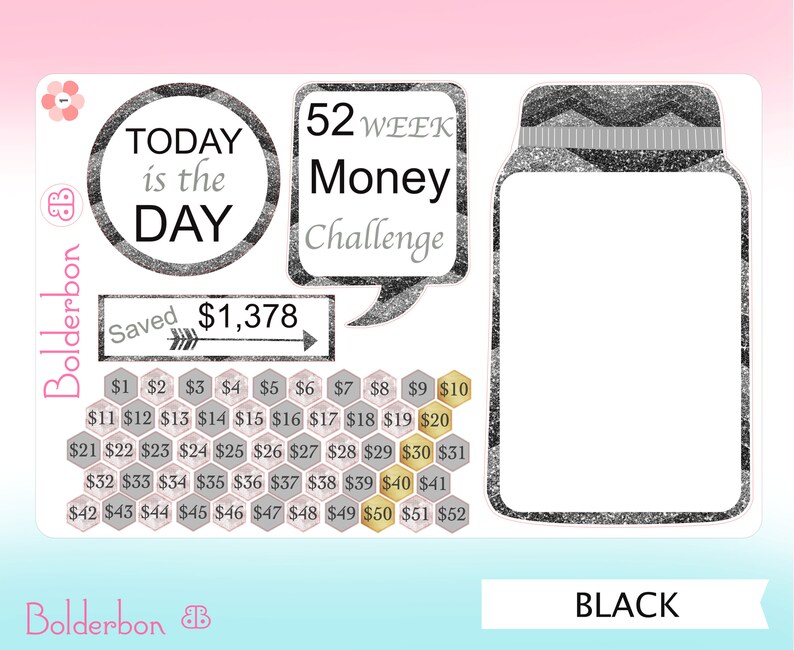 52 Week Money Challenge Planner Stickers Saving Fund - Etsy