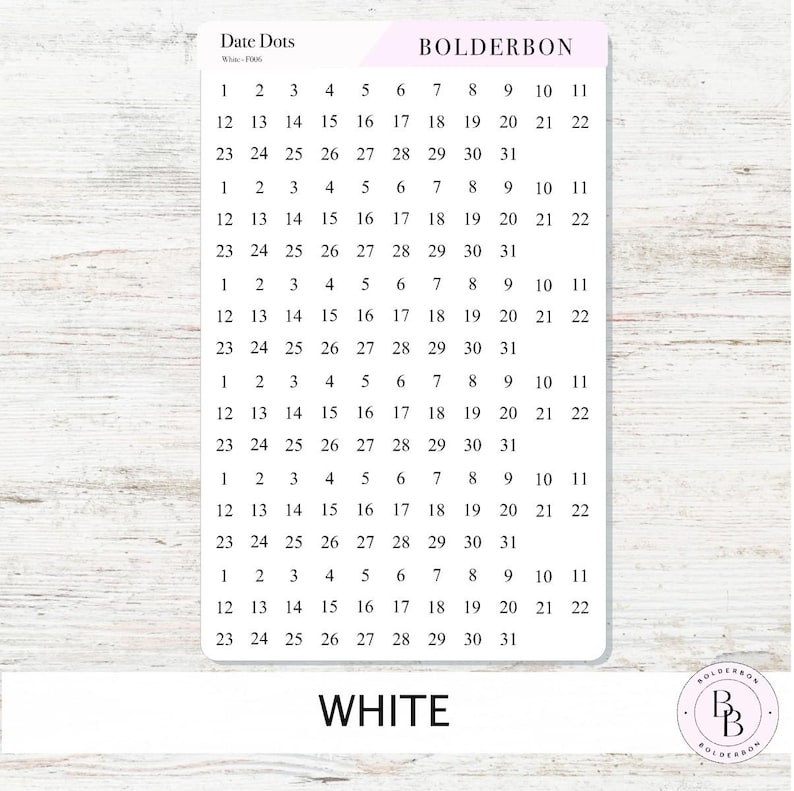 DATE DOT Stickers for Planners || Minimal & Colorful Circle Number ...
