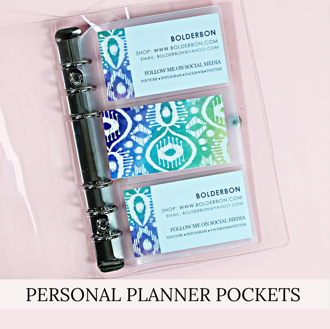 PERSONAL PLANNER POCKET || 3 Pocket Card Holder, Frosted Clear Pouch ...