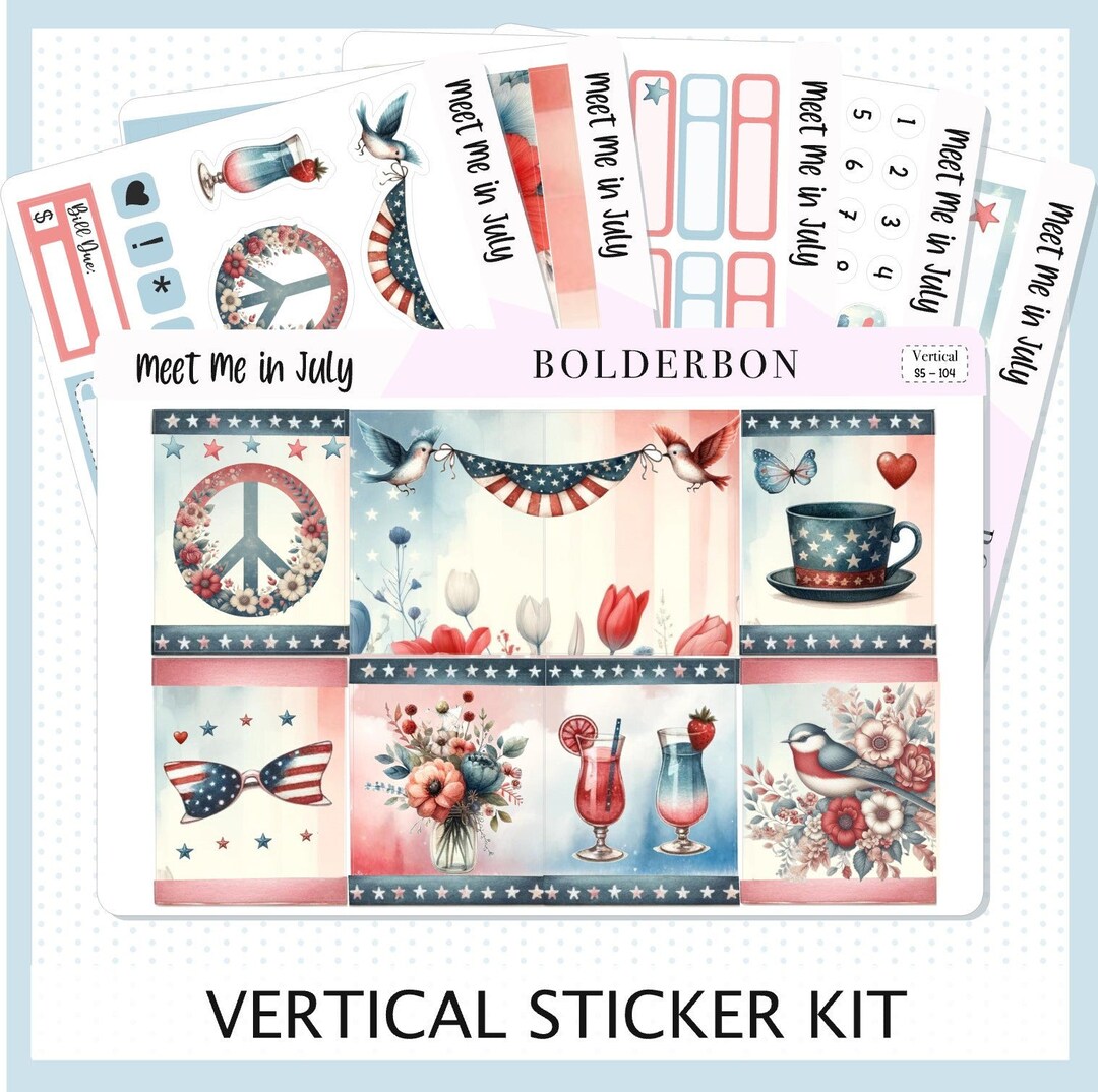 Meet Me in July • Weekly Sticker Kit • Planner Stickers • 7x9 Vertical ...