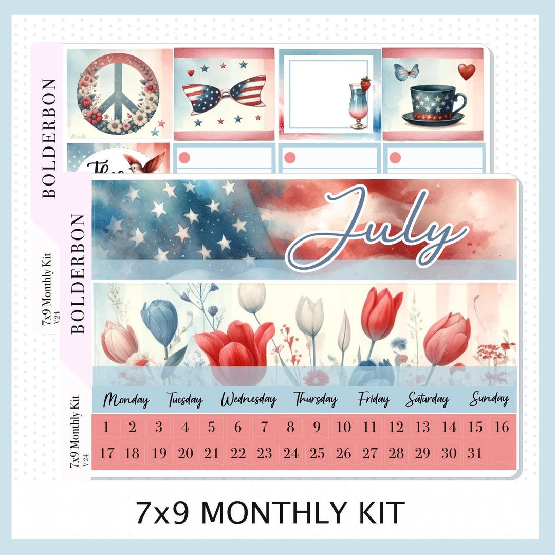 JULY 7x9 Monthly Sticker Kit || Meet Me in July - Etsy