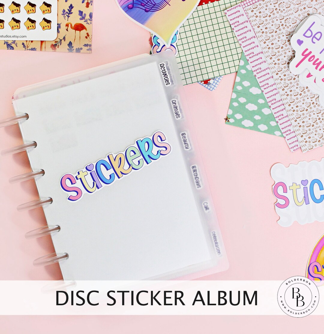 DISC STICKER ALBUM Clear Disc Album, 5x7 Reusable Sticker Sheets, Cover ...
