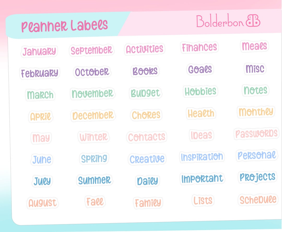 DIVIDER STICKER LABELS | Colorful, Script, Planner Sticker Labels - Etsy