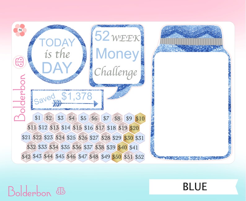 52 Week Money Challenge Planner Stickers Saving Fund - Etsy
