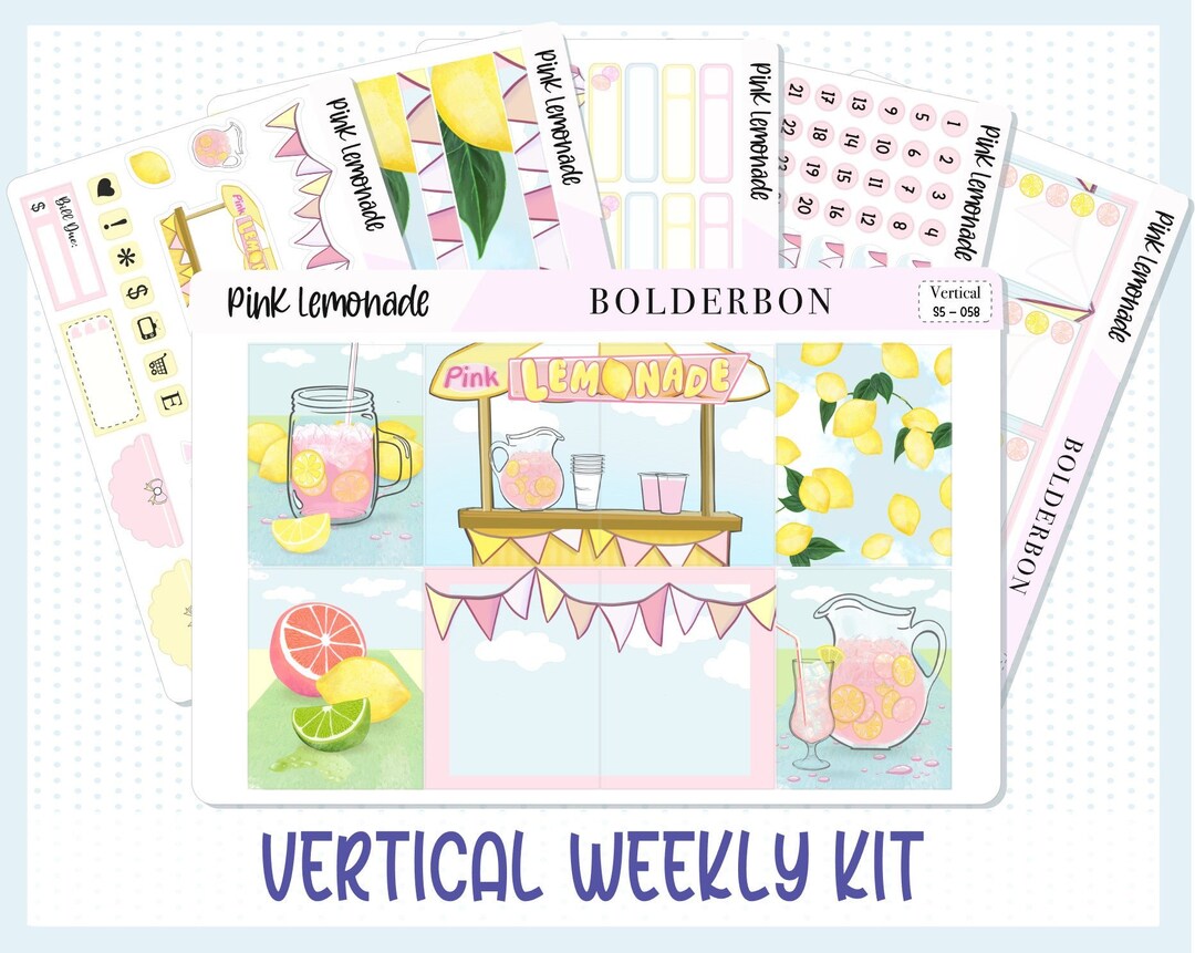 PINK LEMONADE || 7x9 Vertical Planner Sticker Kit - Etsy