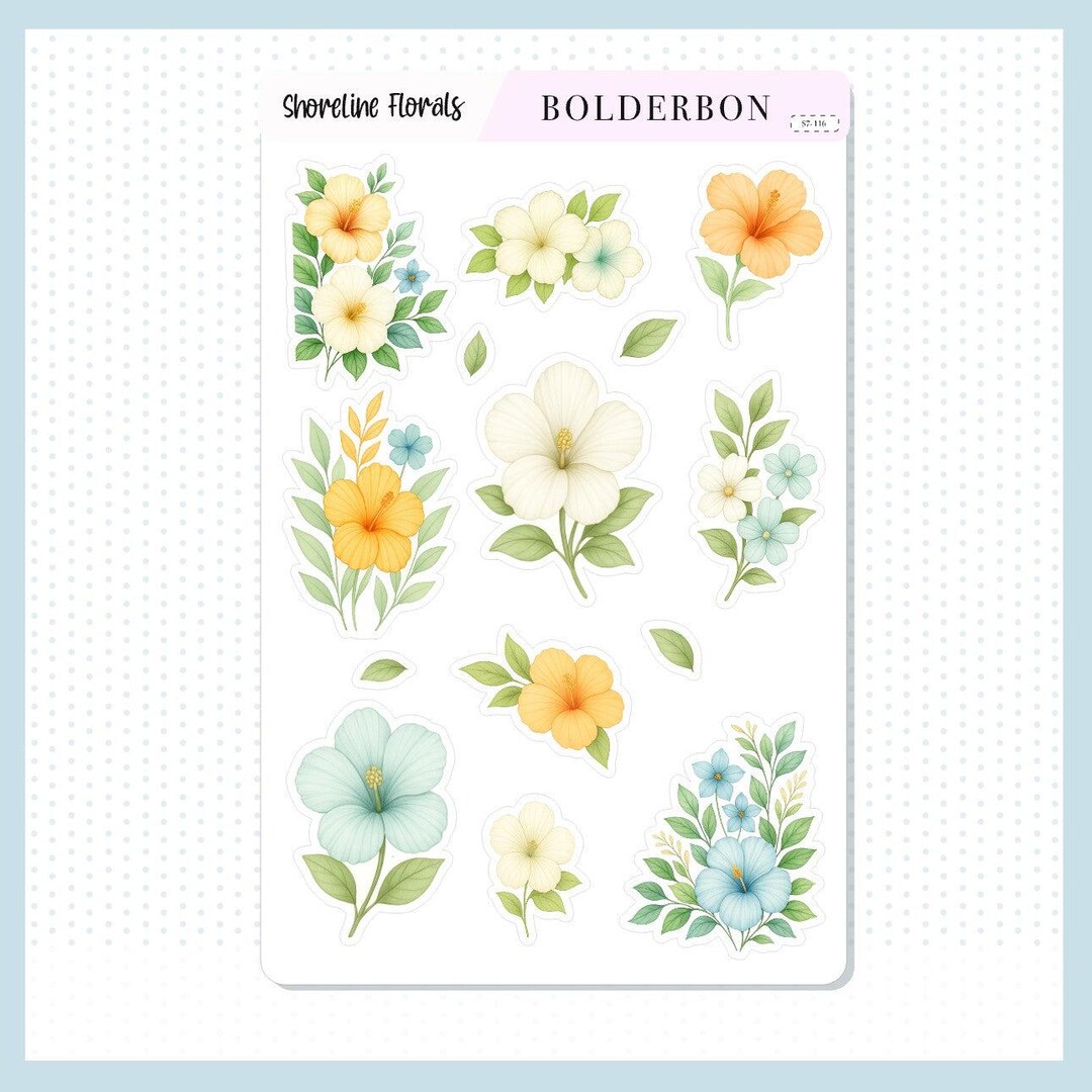SHORELINE FLORALS || Shoreline Theme, Aesthetic Journal Stickers ...