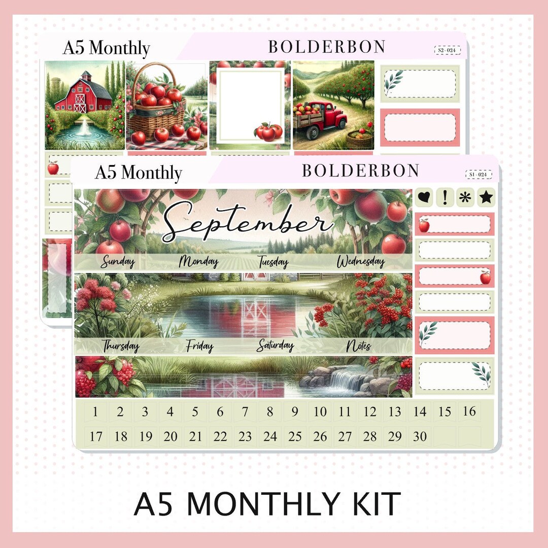 SEPTEMBER A5 MONTHLY KIT || Planner Stickers for Erin Condren - Etsy