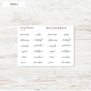 SCRIPT MONTH Planner Stickers || Flourish, Minimal, Neutral, Header ...