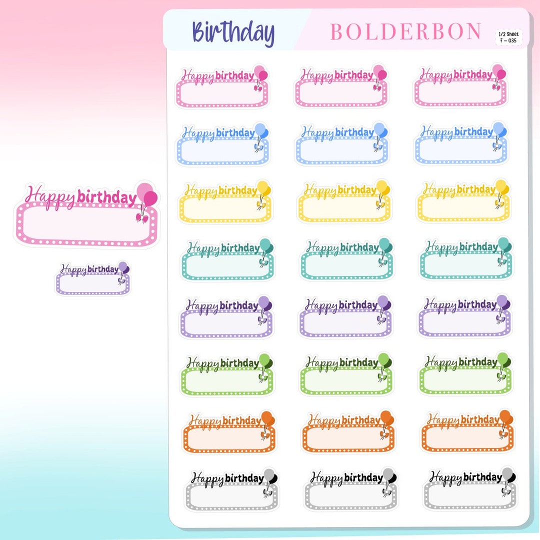 BIRTHDAY Planner Stickers || Cute, Balloons, Celebrate, Labels ...