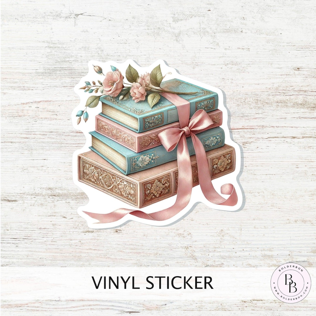 Elegant Book Stack Vinyl Sticker || Book Lover Vinyl Sticker, Unique ...
