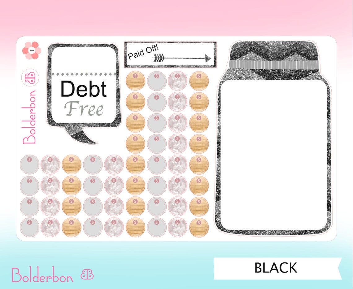 DEBT FREE TRACKER Cute Mason Jar Planner Stickers for | Etsy