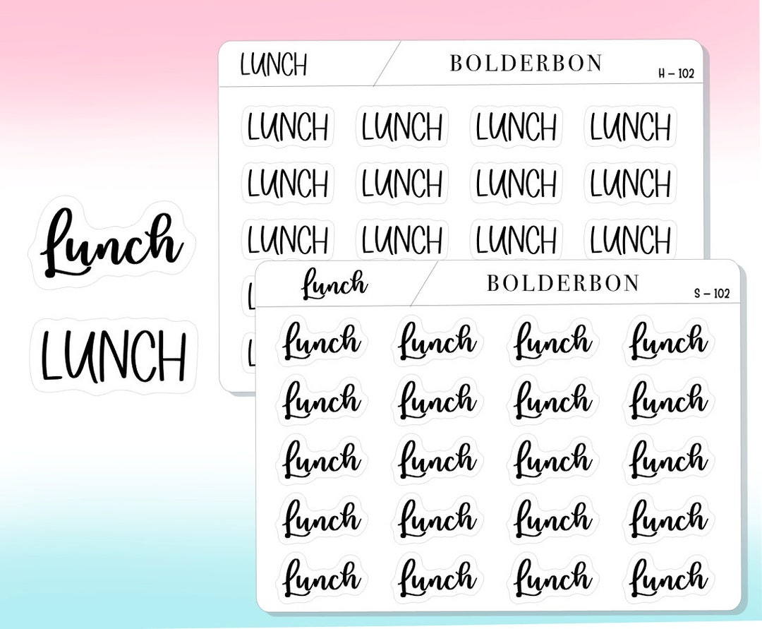 LUNCH Script Stickers Functional Handwritten Planner Stickers ...