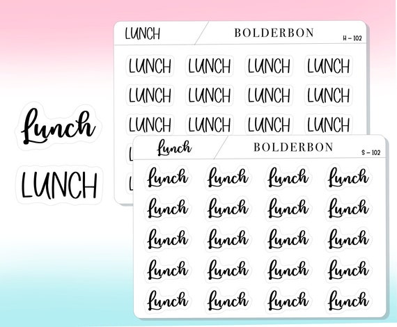 LUNCH Script Stickers Functional Handwritten Planner | Etsy