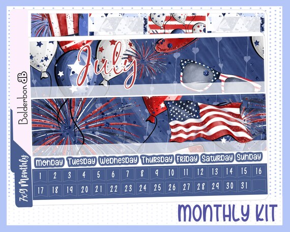 JULY Monthly Sticker Kit 7x9 Erin Condren Planner Stickers - Etsy