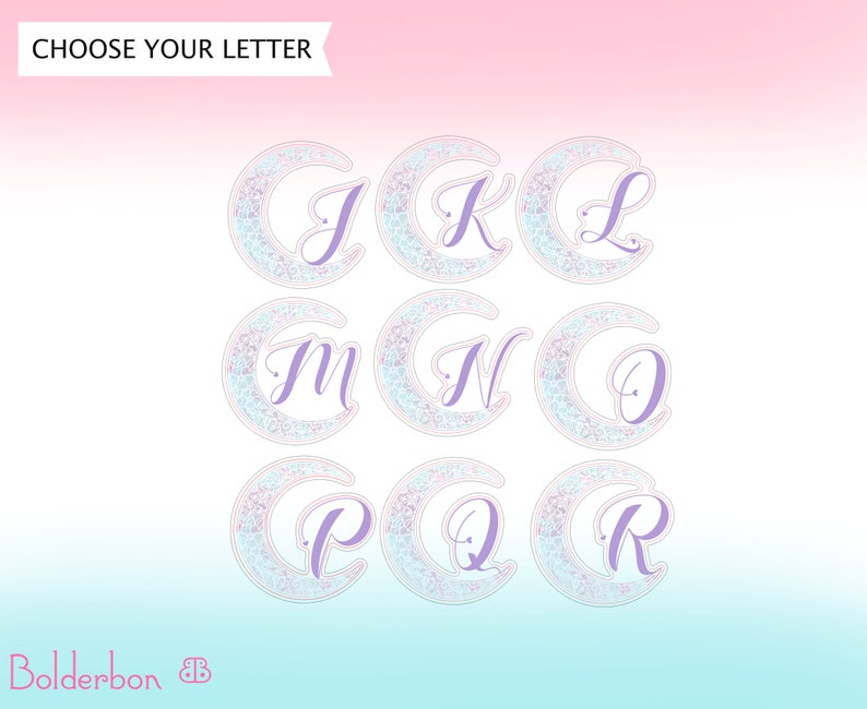 Moon Monogram Letter Sticker Decal Vinyl - Etsy