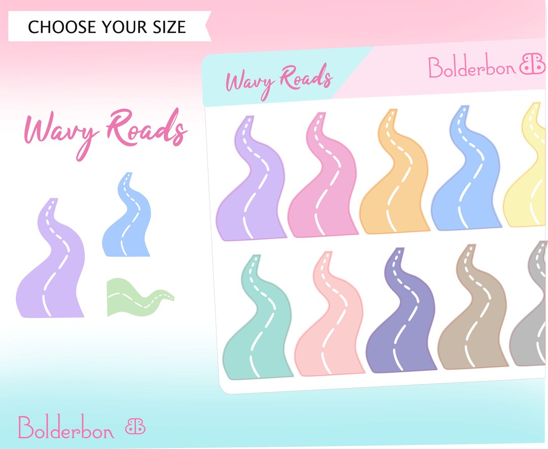 WAVY ROAD STICKERS | Planner Stickers Driving Traveling Road Trip - Etsy