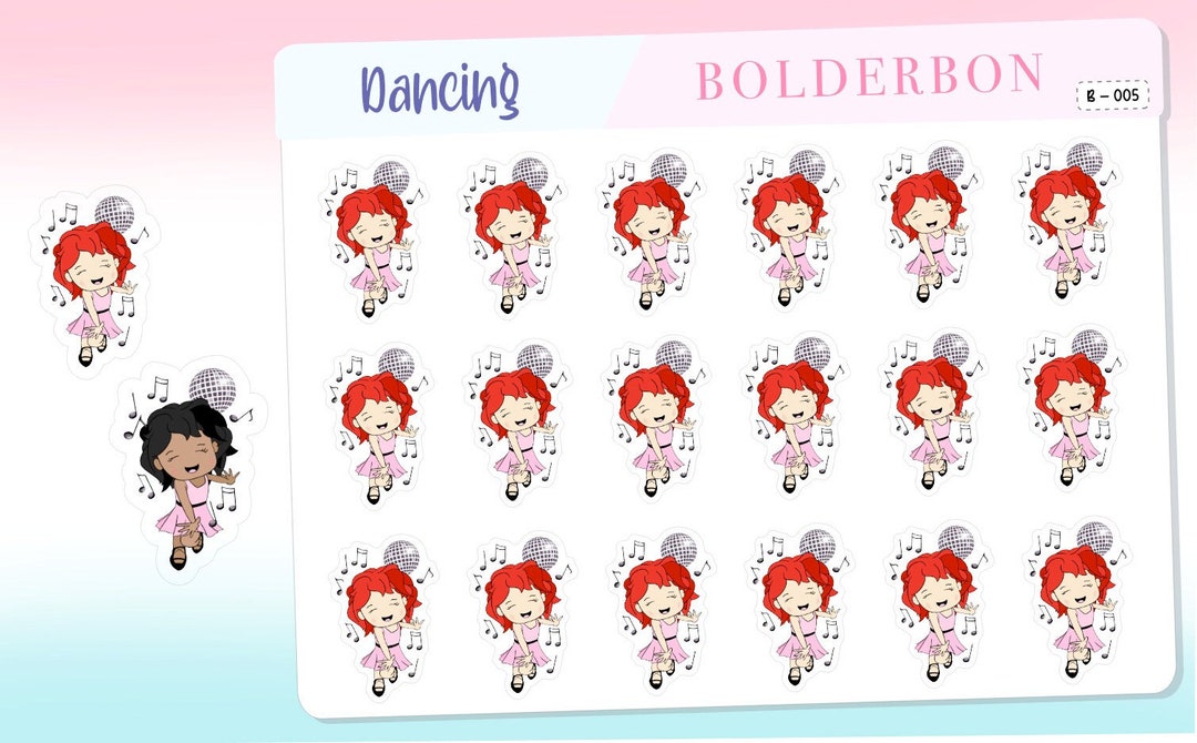 DANCING || Hand Drawn Character Planner Stickers, Bonbon, Emoji ...