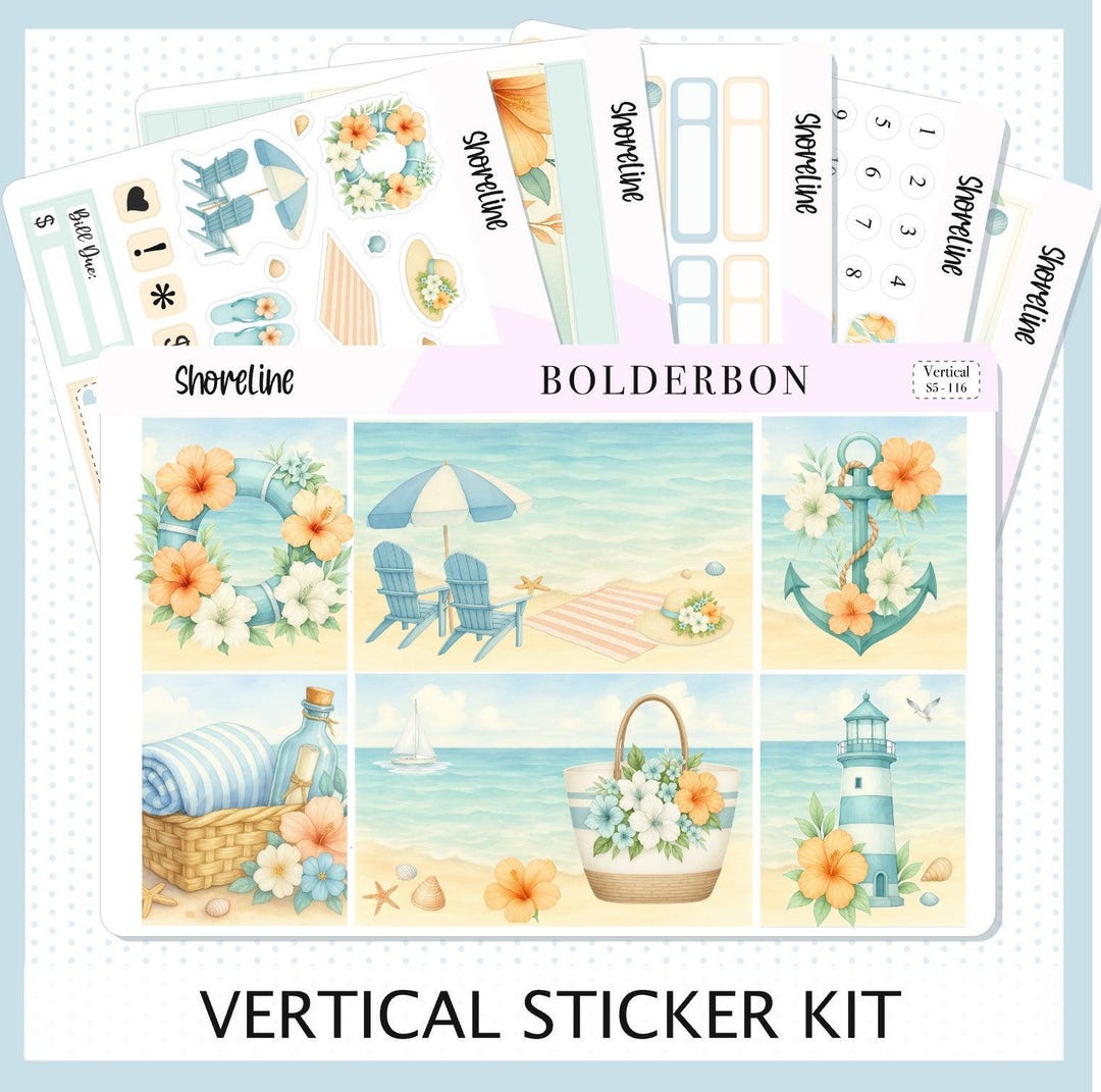 SHORELINE 7x9 Vertical Sticker Kit || Coastal Beach and Nautical Vibe ...