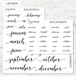 Script Month • Planner Stickers • Monthly Headers • Functional Stickers ...