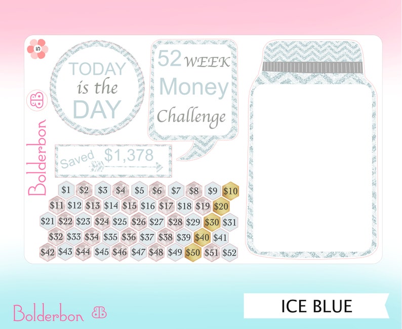 52 Week Money Challenge Planner Stickers Saving Fund - Etsy