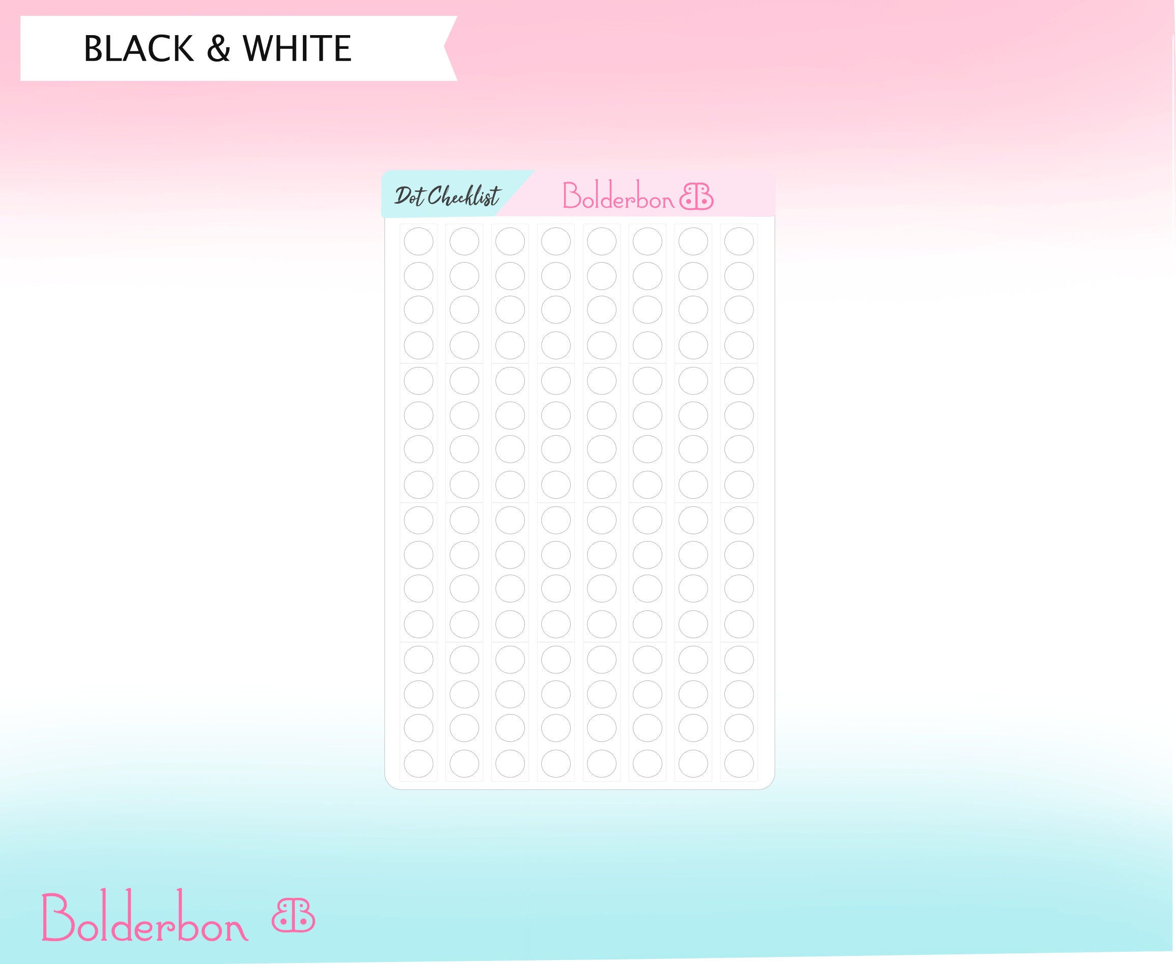 MINI DOT CHECKLIST Colorful Black and White Planner - Etsy