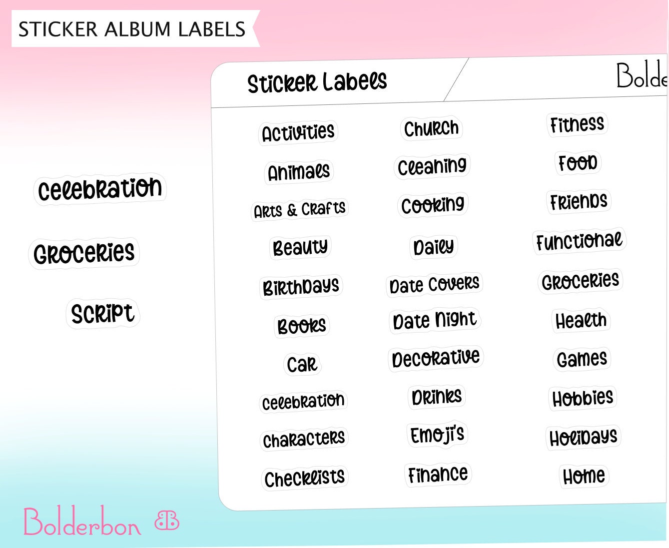 STICKER ALBUM LABELS Divider Labels Planner Stickers - Etsy